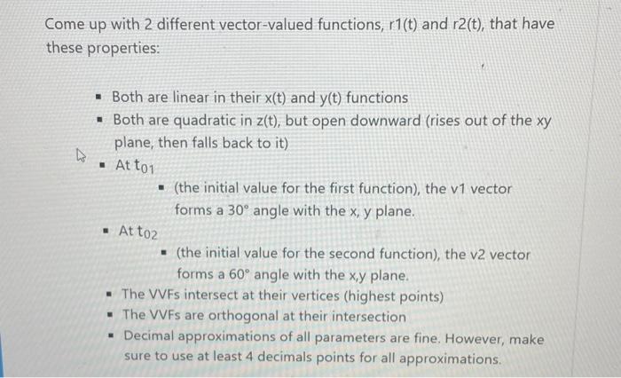 Solved ome up with 2 different vector-valued functions, | Chegg.com