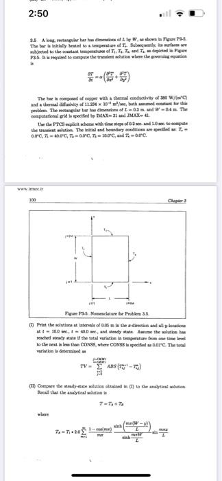 Solved 2:50 3.5 A long, rectangular bar has dimensions of L | Chegg.com