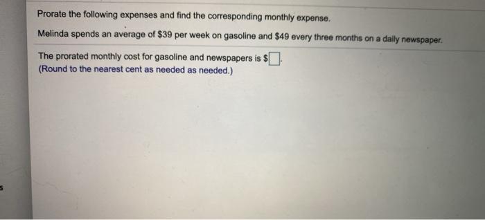 Solved Prorate the following expenses and find the | Chegg.com