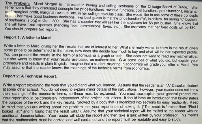 = The Problem: Marci Morgan is interested in buying | Chegg.com