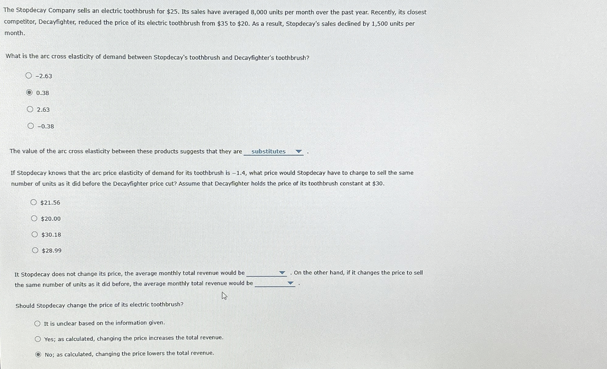 Solved The Stopdecay Company sells an electric toothbrush | Chegg.com