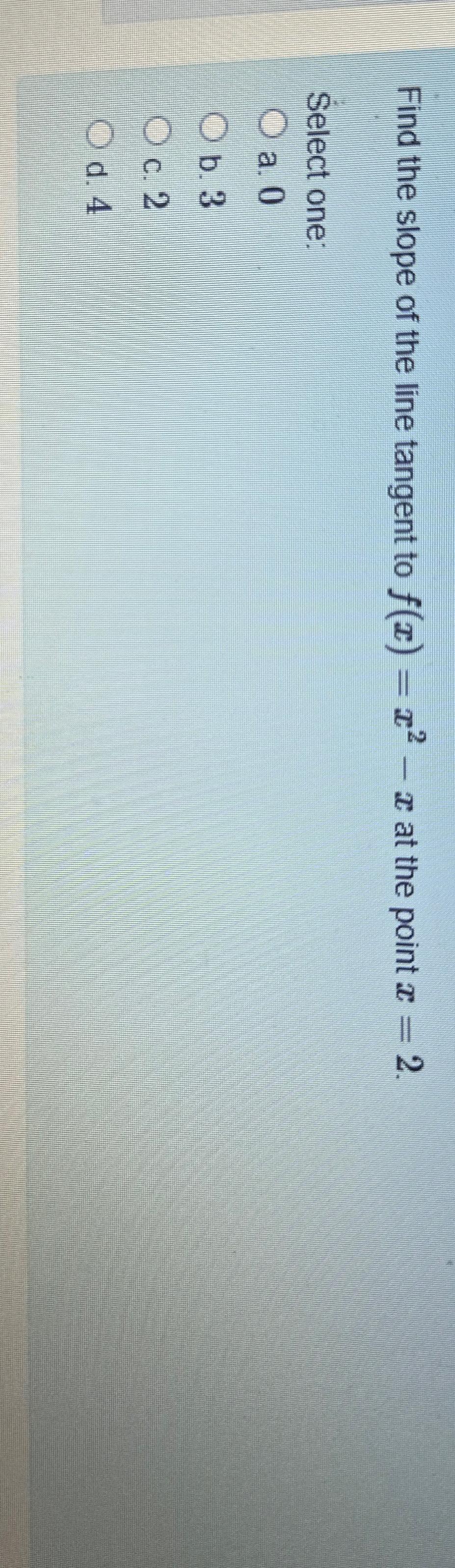 Solved Find the slope of the line tangent to f(x)=x2-x ﻿at | Chegg.com