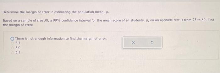 Solved Determine the margin of error in estimating the | Chegg.com