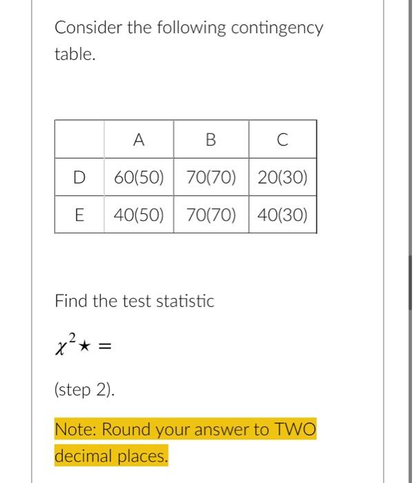 Solved Consider the following contingency table. Find the | Chegg.com