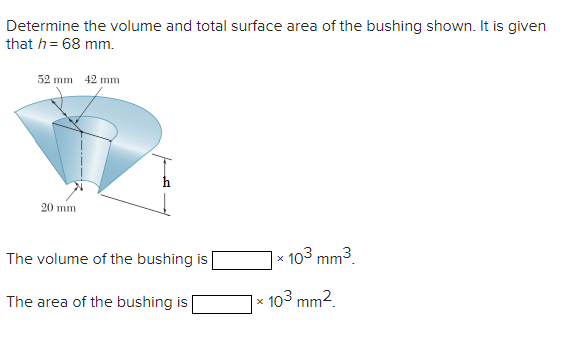 Solved Determine the volume and total surface area of the | Chegg.com