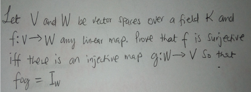 Solved Let V and W be vector spaces over a field K and f: VW | Chegg.com