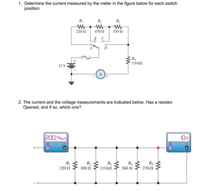 [Solved]: 1. Determine the current measured by the meter in
