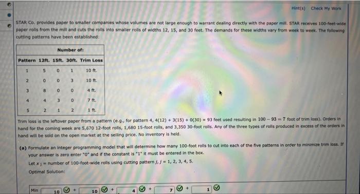 STAR Co. provides paper to smaller companies whose | Chegg.com