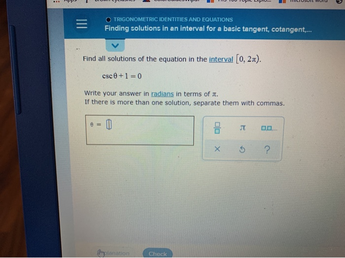 Solved O TRIGONOMETRIC IDENTITIES AND EQUATIONS Finding | Chegg.com