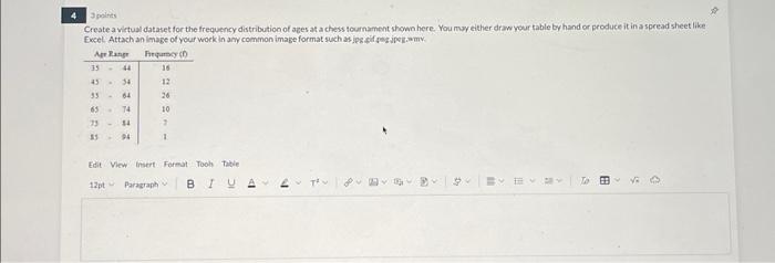 Solved 3 points Create a virtual dataset for the frequency | Chegg.com