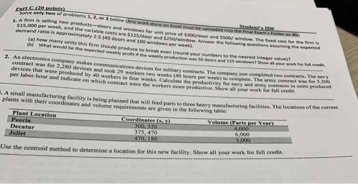 Solved Earr C (20 points) Solve only two of problems 1,2 , | Chegg.com