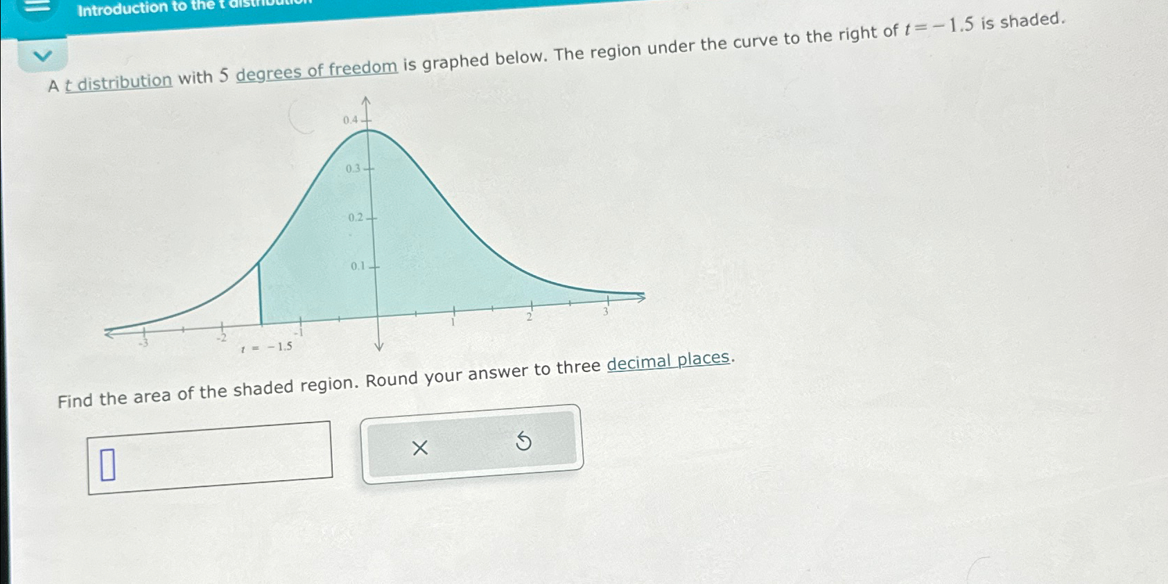 Solved A t ﻿distribution with 5 ﻿degrees of freedom is | Chegg.com
