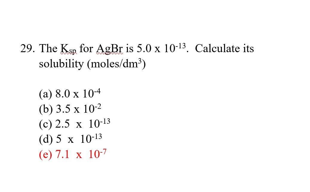 Solved 29 The Mathrm{k} { Mathrm{sp}} For