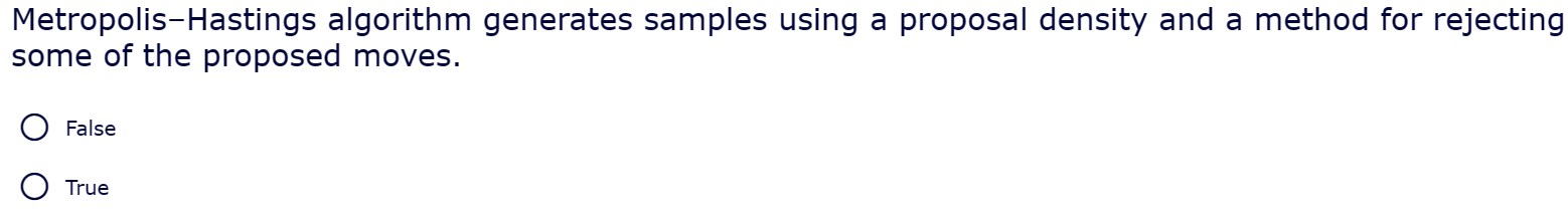 Solved Metropolis Hastings Algorithm Generates Samples Using