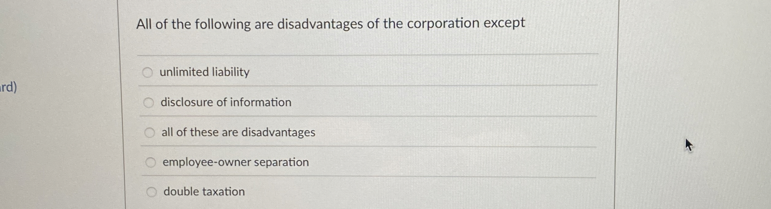 Solved All of the following are disadvantages of the | Chegg.com