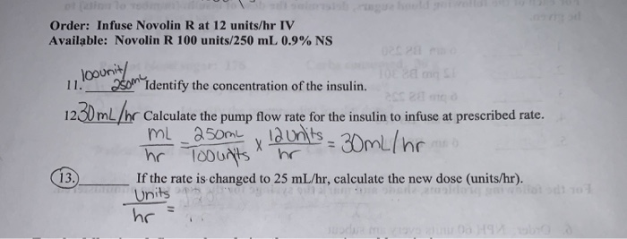 Solved Order: Infuse Novolin Rat 12 units/hr IV Available: | Chegg.com