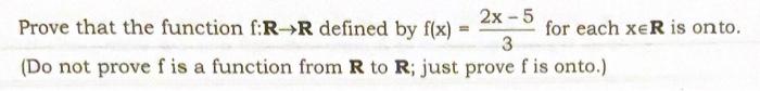 Solved Prove that the function f:R→R defined by f(x)=32x−5 | Chegg.com