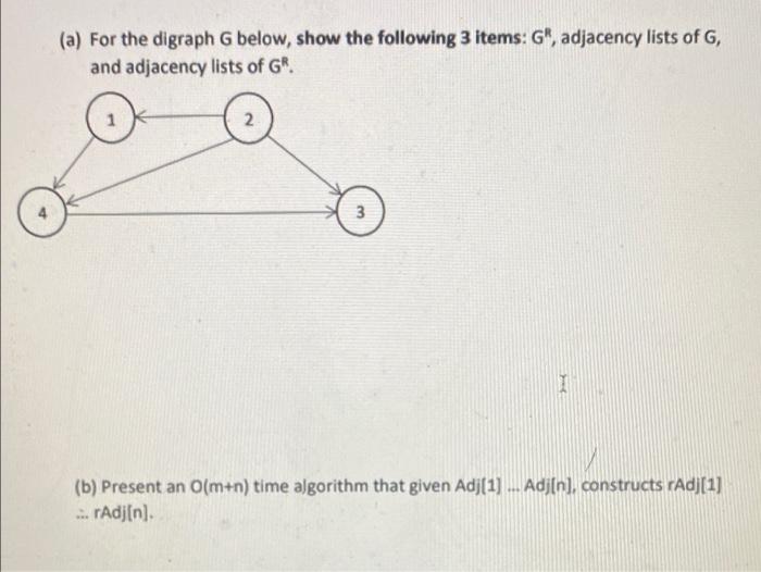 Solved I need help solving this problem !! Given digraph G, | Chegg.com