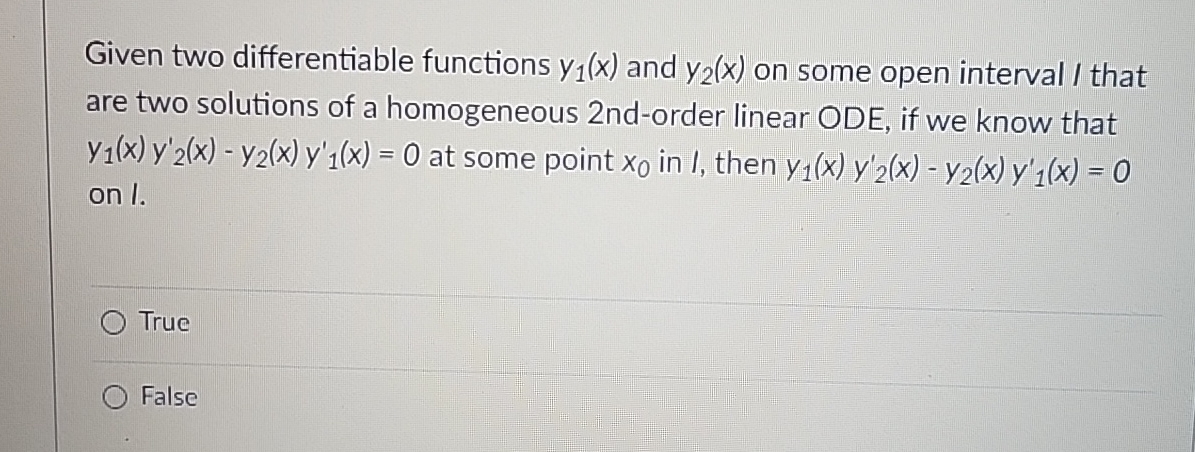Solved Given two differentiable functions y1(x) ﻿and y2(x) | Chegg.com