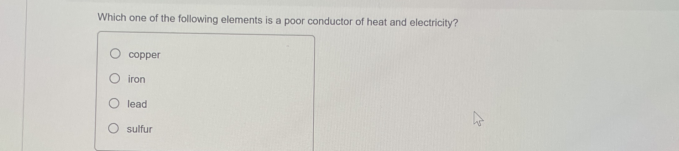 Solved Which one of the following elements is a poor | Chegg.com