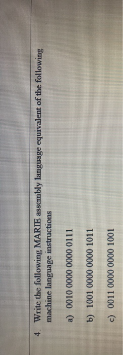 Solved 4. Write the following MARIE assembly language | Chegg.com