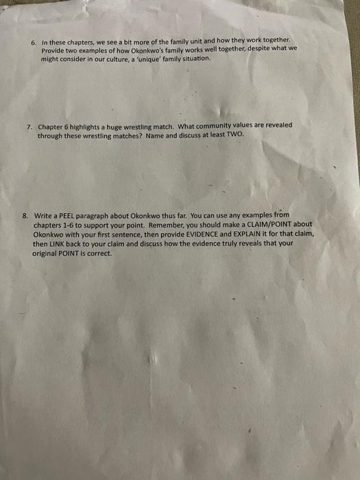 Solved 5. in these chapters, Chielo comes and briefly takes | Chegg.com