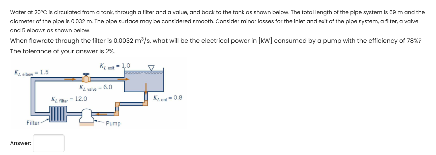 Solved Water at \( 20^{\circ} \mathrm{C} \) ﻿is circulated | Chegg.com