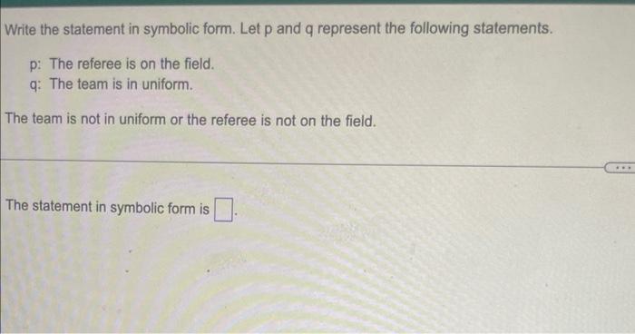 Solved Write the statement in symbolic form. Let p and q | Chegg.com