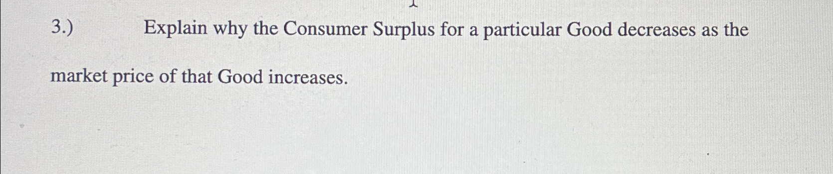 Solved 3.) ﻿Explain why the Consumer Surplus for a | Chegg.com