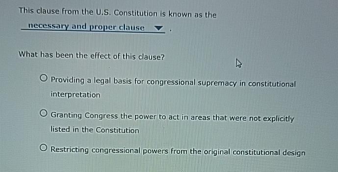 Solved This clause from the U.S. ﻿Constitution is known as | Chegg.com