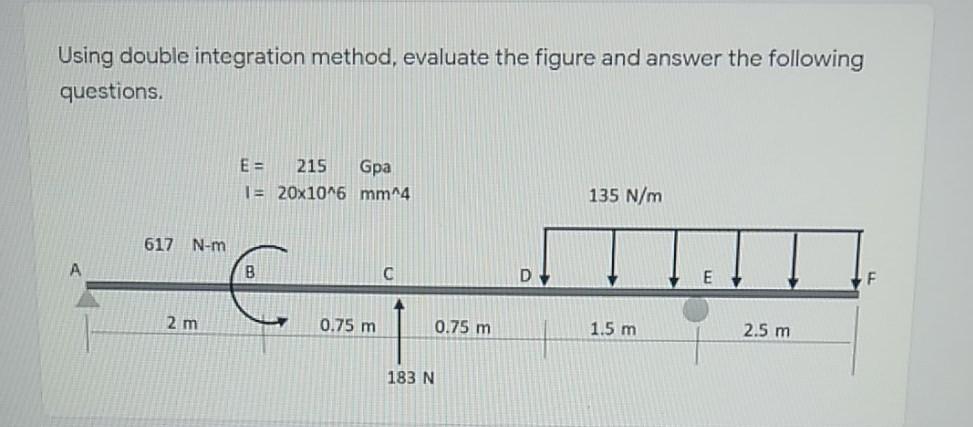 Solved Using double integration method, evaluate the figure | Chegg.com