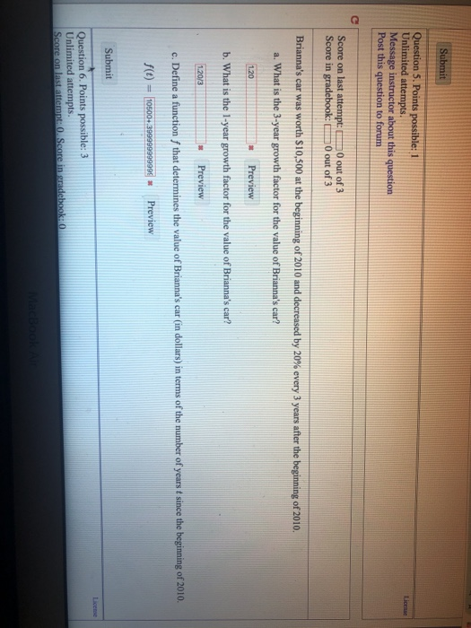 Solved Submit Question 5. Points possible: 1 Unlimited | Chegg.com