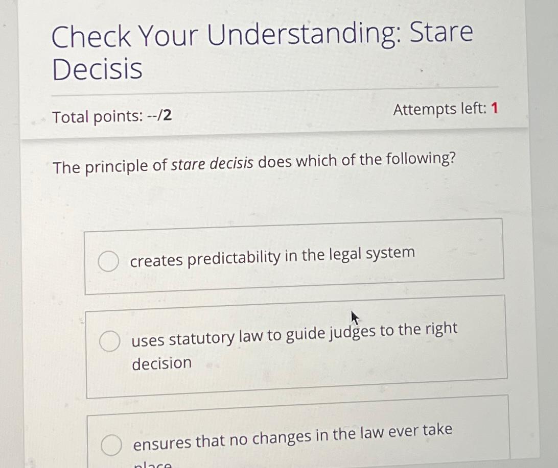 Solved Check Your Understanding: Stare DecisisTotal points: | Chegg.com