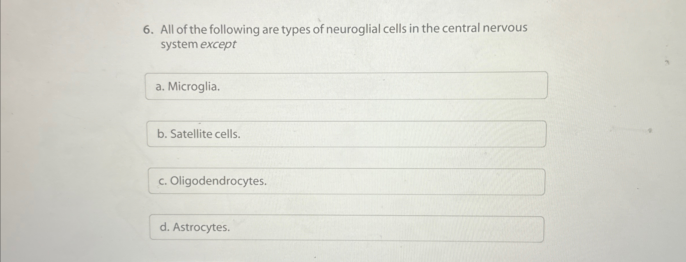Solved All of the following are types of neuroglial cells in | Chegg.com