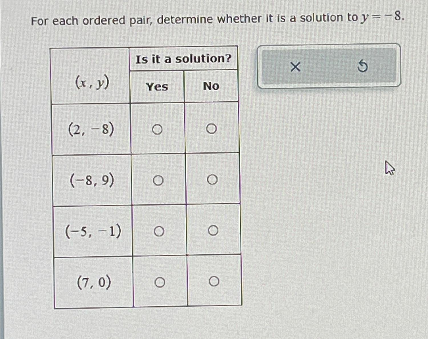 Solved For each ordered pair, determine whether it is a | Chegg.com