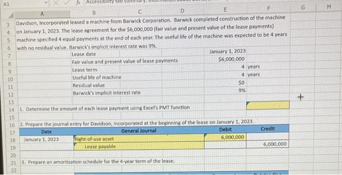 Davidson, Incorporated leased a machine from Barwick | Chegg.com