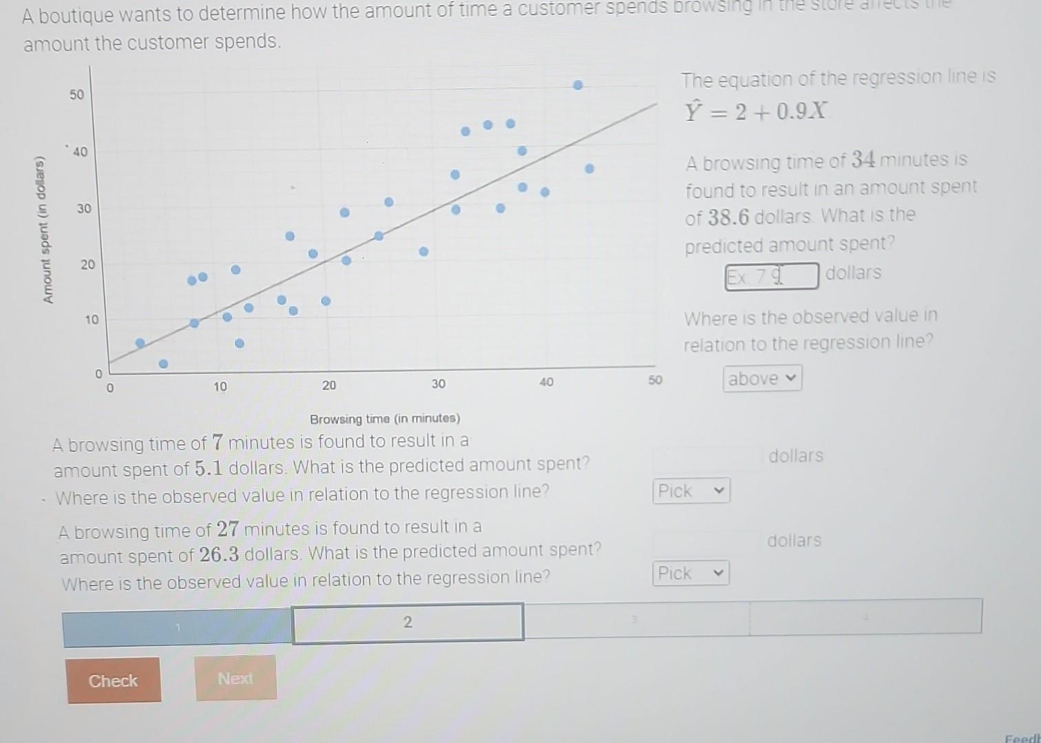 Solved amount the customer spends. Amount spent (in | Chegg.com