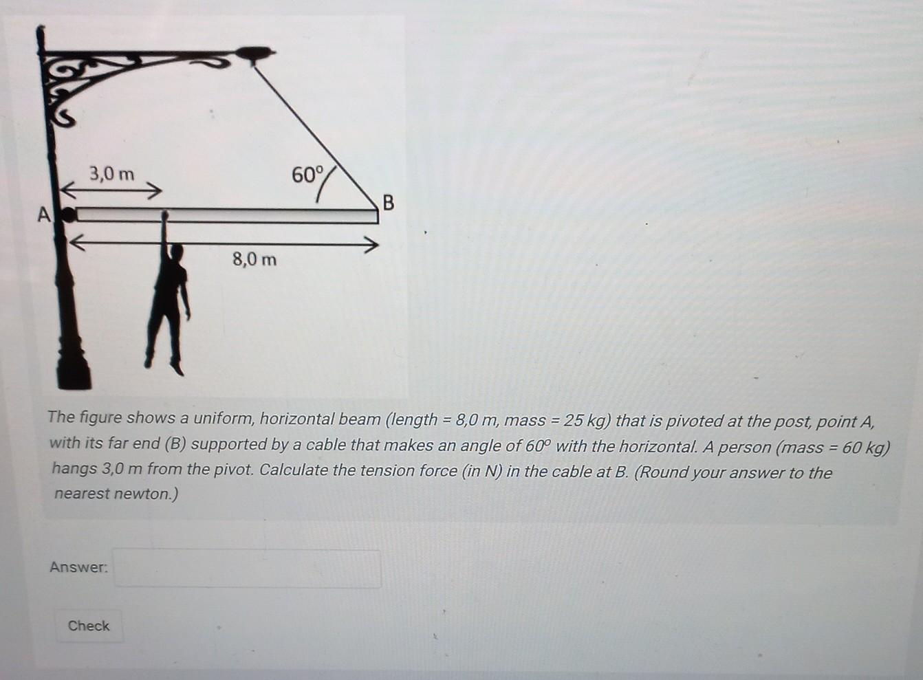 Solved The figure shows a uniform, horizontal beam (length | Chegg.com