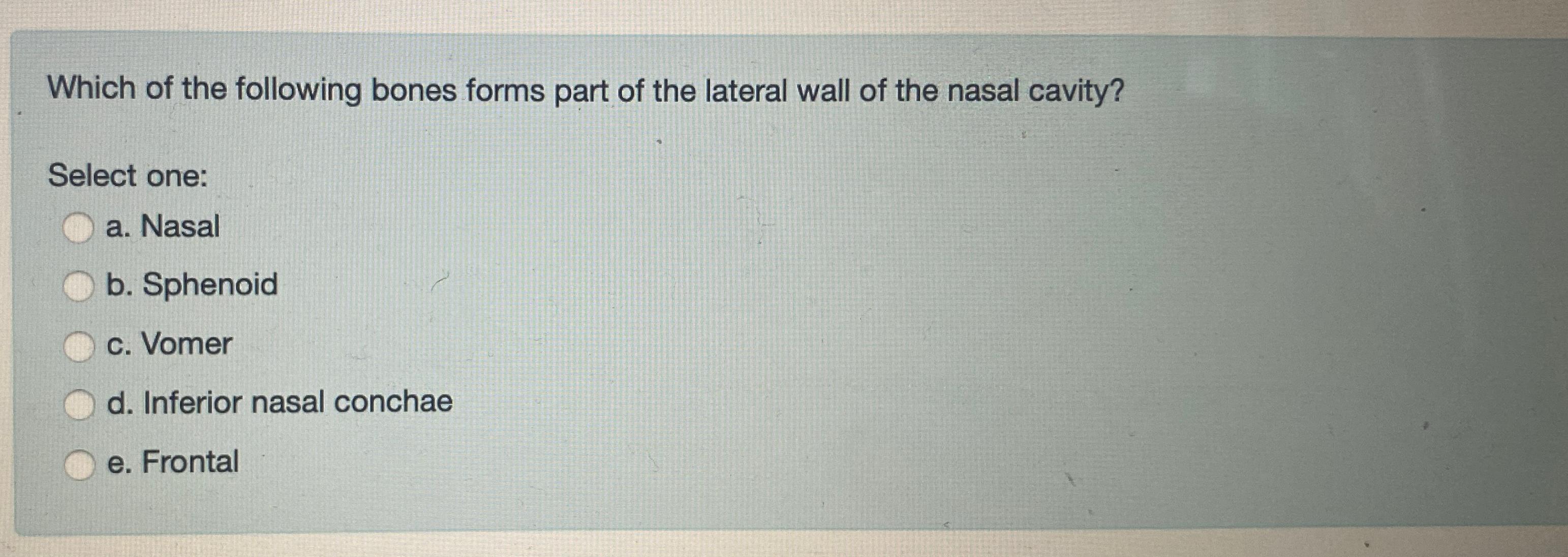 Solved Which of the following bones forms part of the | Chegg.com