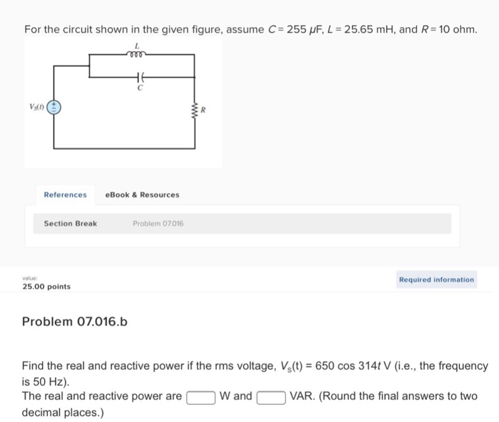 Solved For the circuit shown in the given figure, assume C = | Chegg.com