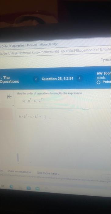 Solved Use the order of operations to simplity the | Chegg.com