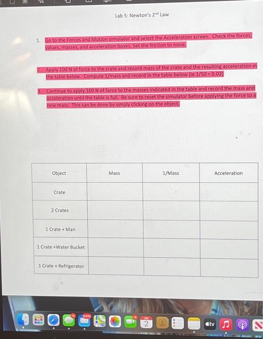 1. Go to the Forces and Motion simulator and select | Chegg.com