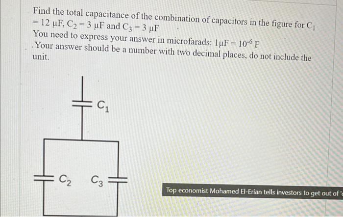 Solved Find the total capacitance of the combination of | Chegg.com