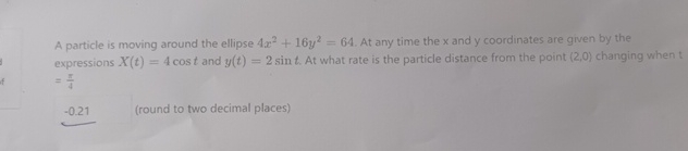 Solved A particle is moving around the ellipse 4x2+16y2=64. | Chegg.com