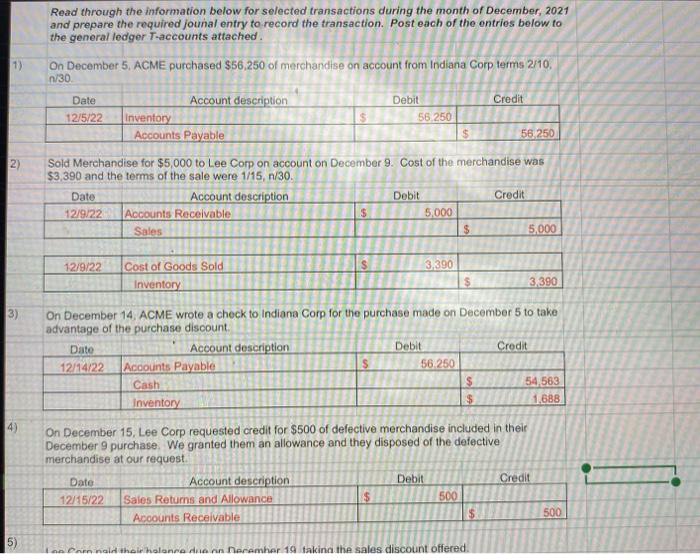 Solved Read through the information below for selected | Chegg.com