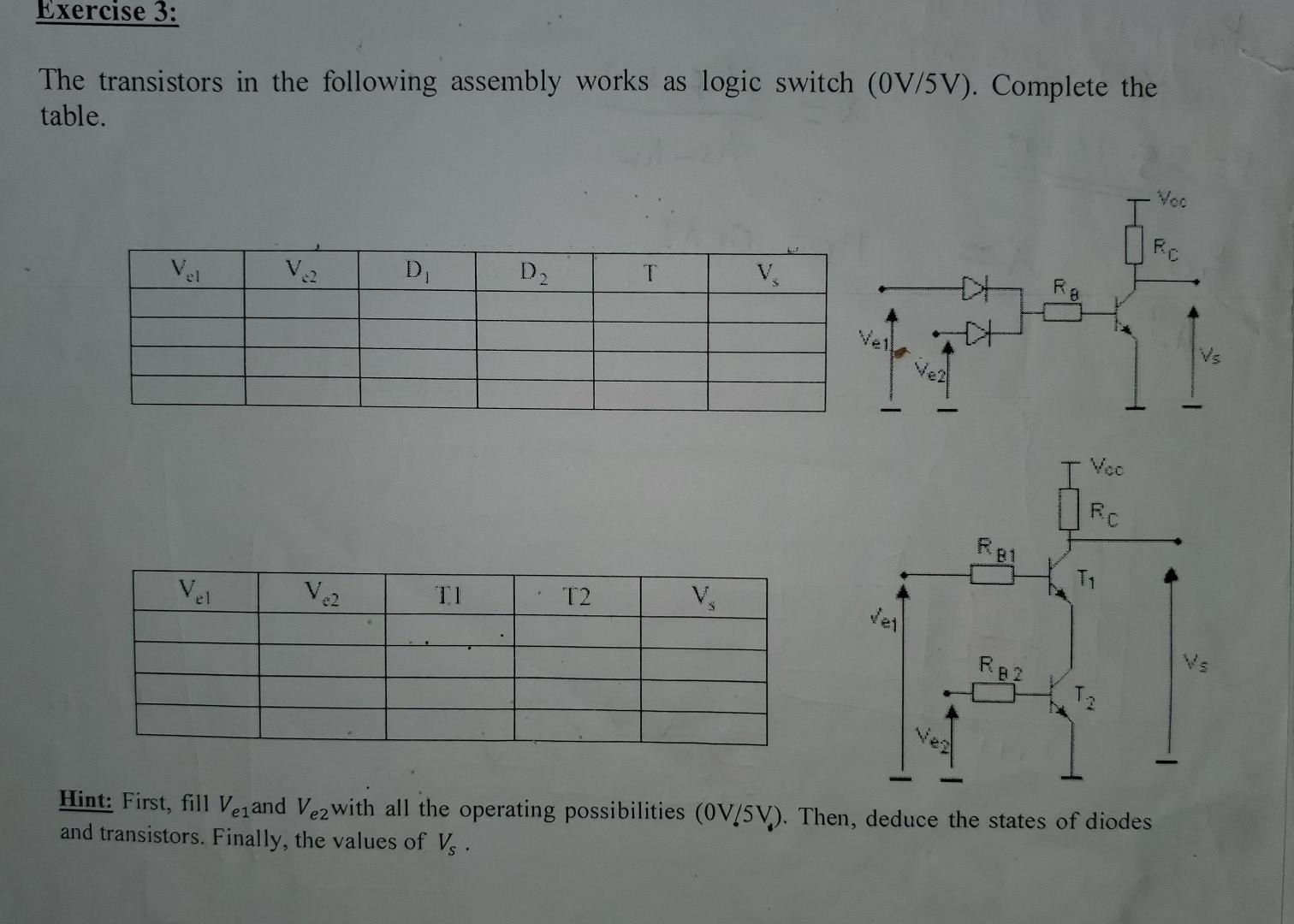 Solved The transistors in the following assembly works as | Chegg.com