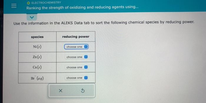Solved ranking the strength of oxidizing and reducing agents | Chegg.com