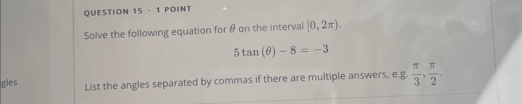Solved QUESTION 15 - 1 ﻿POINTSolve the following equation | Chegg.com