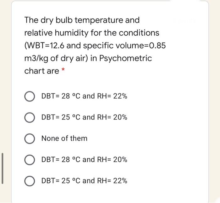 Solved The dry bulb temperature and relative humidity for | Chegg.com
