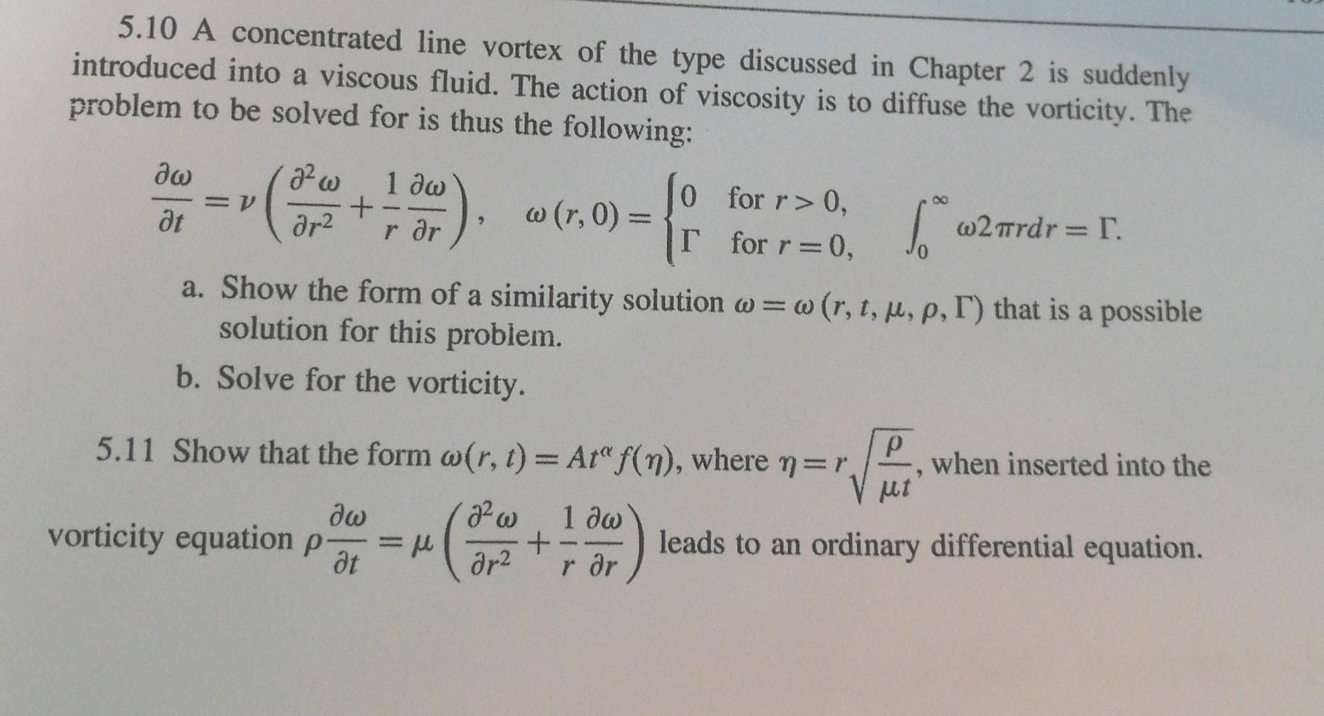 Solved 5.10 A concentrated line vortex of the type discussed | Chegg.com